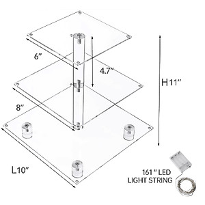 Pastry Stand 3 Tier Acrylic Cupcake Display Stand Light up Cake Stand Cupcake Holder Pastry Serving Platter Candy Bar Party Décor Wedding Birthday Holidays，Christmas（Blue Light）…
