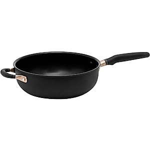 Meyer Accent Series Hard Anodized Nonstick Chef Pan with Helper Handle, 4.5 Quart, Matte Black