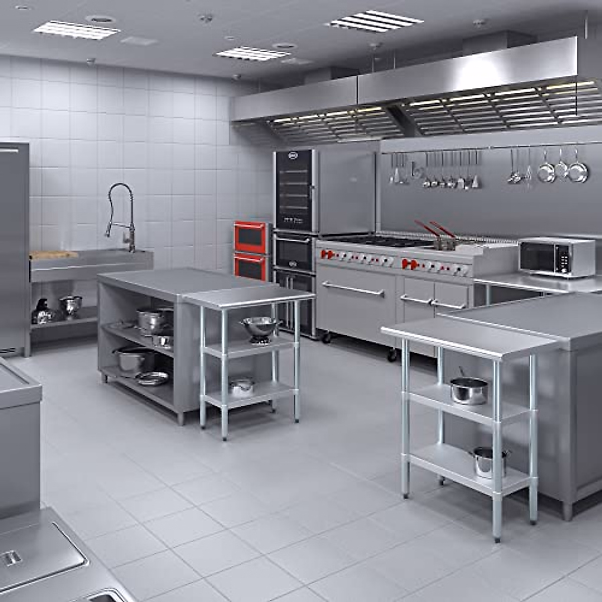 30" Long X 18" Deep Stainless Steel Work Table with 2 Shelves | Metal Food Prep Station | Commercial & Residential NSF Utility Table