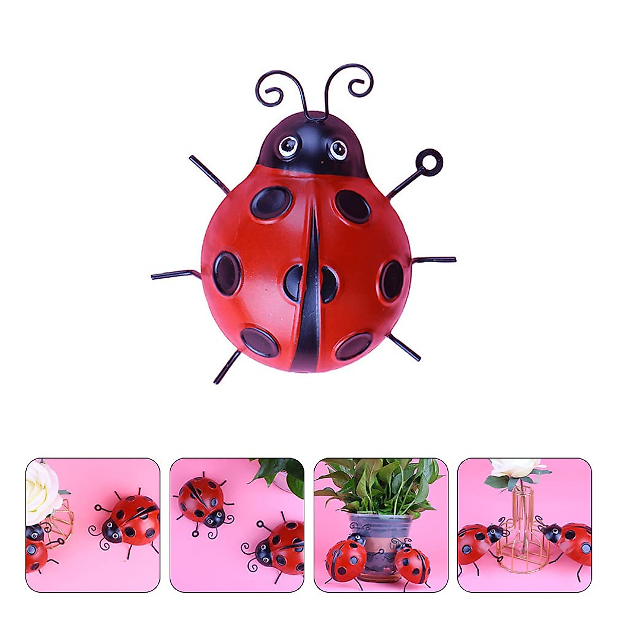 IMIKEYA 4pcs Wrought Iron Lawn Ladybug Simulation Ladybug Simulated Ladybug Garden Ladybug Iron Art Ladybug Iron Ladybug Yard Ladybug Decoration Ladybug Model Ladybug Decorations