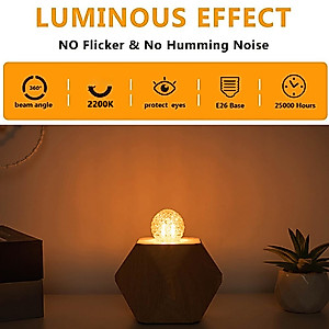 Dimmwat Mini G40 E26 Low Watt LED Decor Light Bulbs 1W Night Light Bulbs 10 Watt Small Edison Bulb 2200K Warm White Amber Glass Bulbs for Bedroom Lawn Patio,100 Lumens, 2Pack