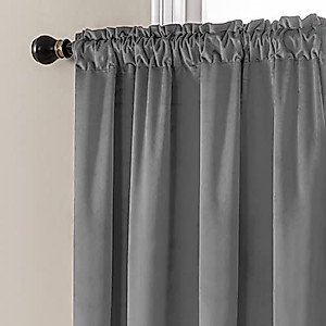 PANELSBURG Short Blackout Curtains for Bedroom,Thermal Insulated Room Darkening Velvet Luxury Basement Window Curtains for Men Cave Office Kitchen RV Campers Trailers,48 Inches Long,Grey/Gray,4 FT