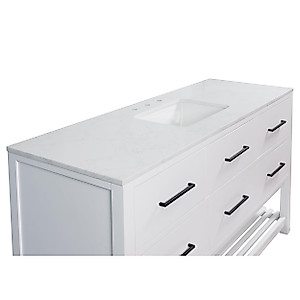 Kitchen Bath Collection Hudson 60-inch Single Bathroom Vanity (Engineered Marble/White): Includes White Cabinet with Engineered Marble Countertop and White Ceramic Sink