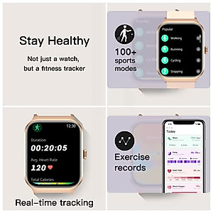 Smart Watch, 1.96" Full Touch Smartwatch, Compatible with iPhone Android, Heart Rate & Sleep Monitor, Multi-Sport Modes, Blood Oxygen, Voice Assistant, IP68 Waterproof, Fitness Tracker for Women Men