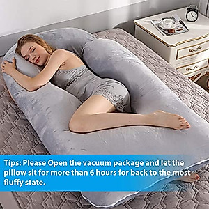 Victostar Pregnancy Pillow,57 inches U Shaped Maternity Pillow with Removable Cover Full Body Pillow Support for Back, Hips, Legs, Belly (Dark Gray)