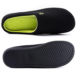 RockDove Men's Original Two-Tone Memory Foam Slipper, Size 7-8 US Men, Black/Lime