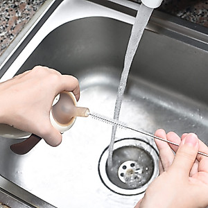 Straw Cleaner Brush, Extra Long Nylon Bristles and Stainless Steel Handle Cleaning Brushes for Washing Glass Silicone Metal Straws Tea Pot Spout Bottle (Only 2 pcs, 7.87inch X 5/16inch)