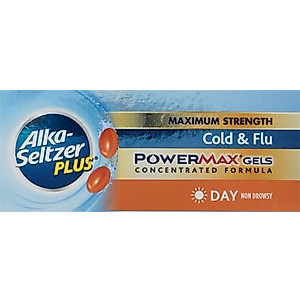 Alka-seltzer Plus Cold & Flu, Power Max Cold and Flu Medicine, Day, For Adults with Pain Reliver/Fever Reducer, Cough Suppressant, Nasal Decongestant, 24 count