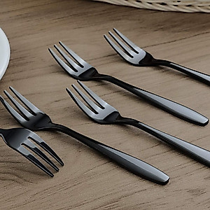 Wekioger Black Stainless Steel Tasting Appetizer Forks, 3 Tine Forks, 12 Piece