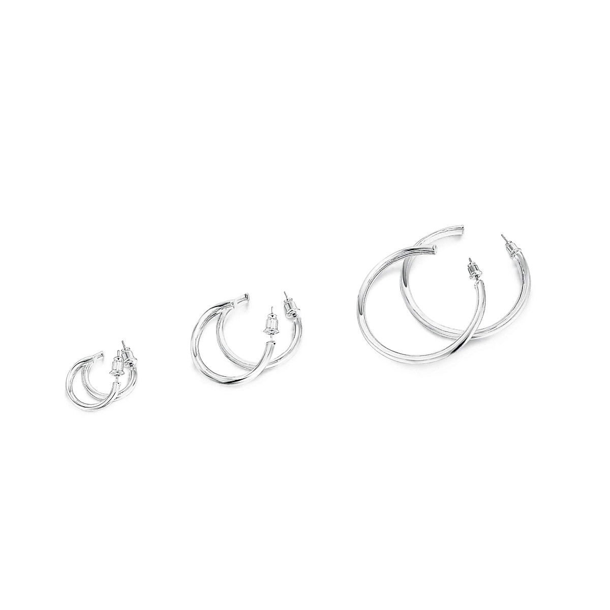 PAVOI 14K White Gold Hoop Earrings For Women | 2mm Thick 45mm Infinity Gold Hoops Women Earrings | Gold Plated Loop Earrings For Women | Lightweight Hoop Earrings Set