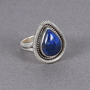 Pear Shape Lapis Lazuli Ring, September Birthstone Ring, Stackable Fashion Ring, Minimalist Ring, Bohemian Ring, Handmade Silver Ring, Women’s Gift Ring, Halloween, Gift For Girls, Lapis Lazuli Ring