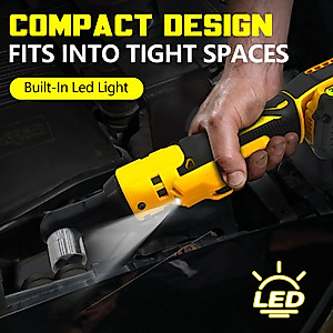 3/8" Cordless Ratchet Wrench Compatible with DEWALT 20V Battery, Electric Power Ratchet, Variable Speed Trigger, 45 Ft-lbs 400 RPM Wrench Tool, 7 Sockets, 1/4" Adapter & 3" Extension Bar (Tool Only)