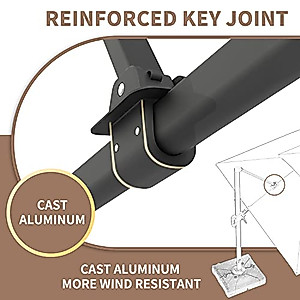 PURPLE LEAF 11FT Cantilever Outdoor Umbrellas Large Patio Umbrella Hanging Double Top Square Offset Umbrella with 360°Rotation Tilting Umbrella Outdoor Patio, Taupe