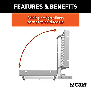 CURT 18100 60 x 20-Inch Aluminum Tray Hitch Cargo Carrier, 500 lbs Capacity, 2-in Folding Shank