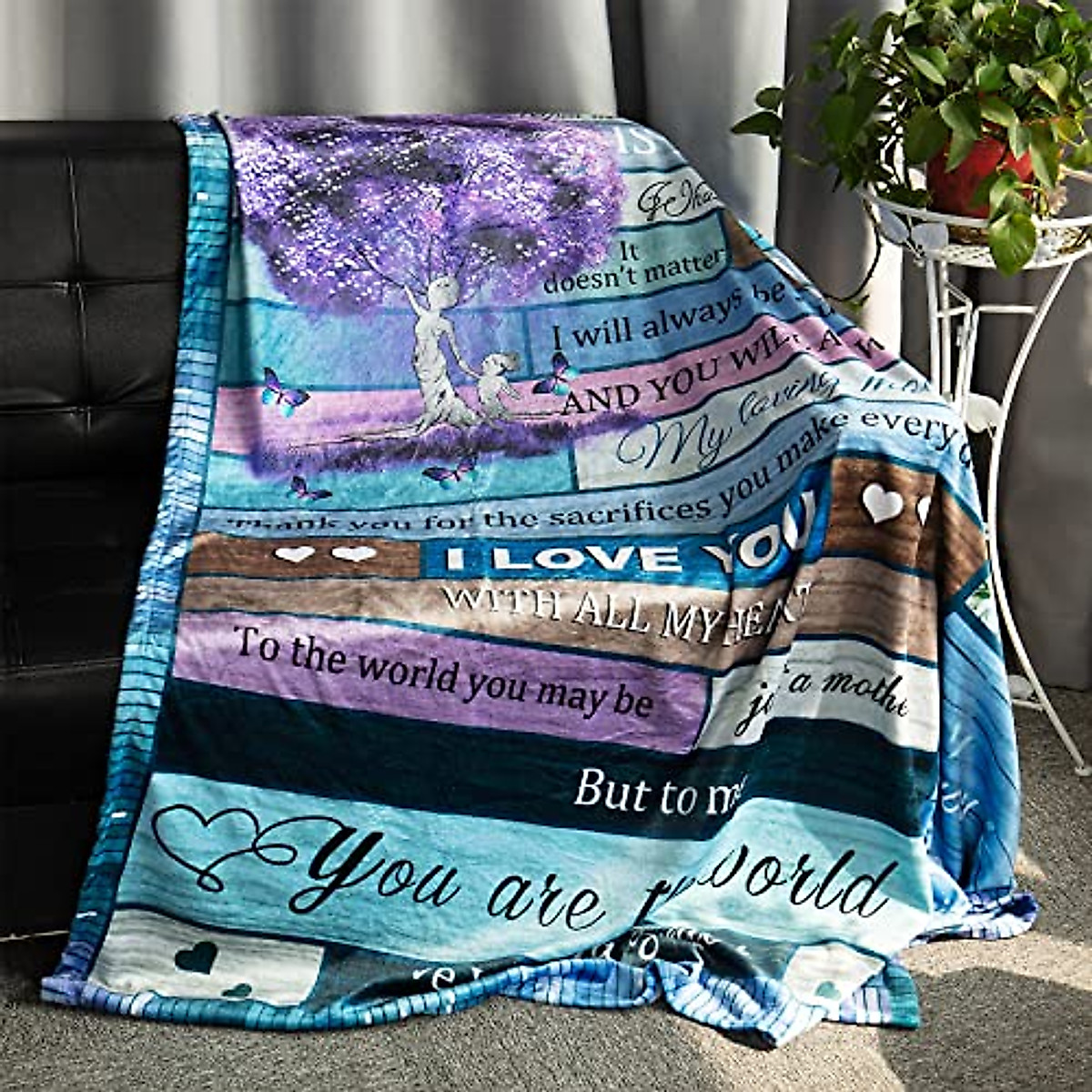 Gifts for Mom from Daughter, Throw Blanket for Couch Sofa, Mothers Day Blanket Gift, Soft Flannel Throw Blanket Birthday Gifts for Mom