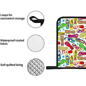 Colorful flip Flops Pattern Oven Mitts and Pot Holders Set of 4 Kitchen Set for Cooking