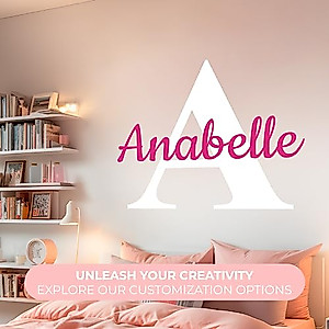 Personalized Name & Initial Vinyl Wall Decor I Nursery Wall Decal for Baby Boy & Girl Decoration I Stickers for Kids I Multiple Options for Customization (Wide 22" x 15" Height (Small))
