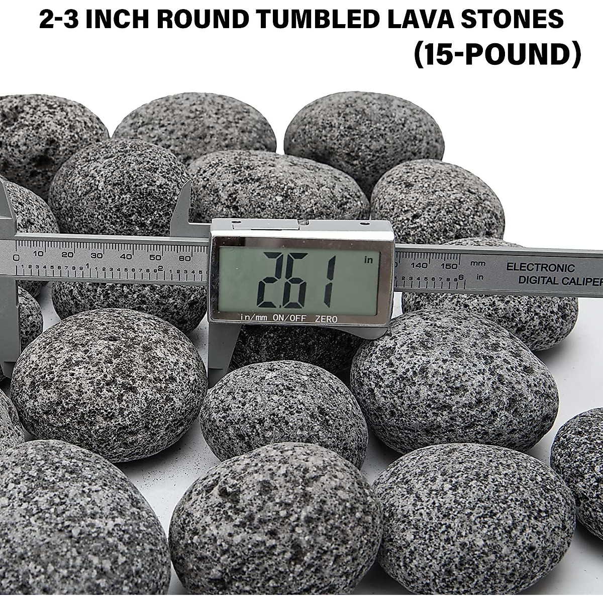 Black Lava Rock for Fire Pit,2"-3" Natural Lava Stones for Gas Fire Pit and Fireplace(15-Pound)