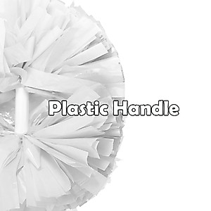 Hooshing 2PCS White Cheerleading Pom Poms with Baton Handle Cheer Pom Poms for Team Spirit Sports Dance Cheering Kids Adults