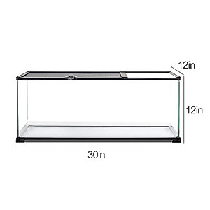 REPTI ZOO 20 Gallon Reptile Glass Terrarium Easy Clean Tank 30" x 12" x 12" Dual Top Sliding Top Cover for Reptile Snake Hamster Hedgehog Small Animals (Knock-Down)
