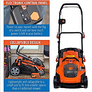 Deco Home 40V 16" Cordless Lawn Mower, 4.0 Ah Battery and Charger Included