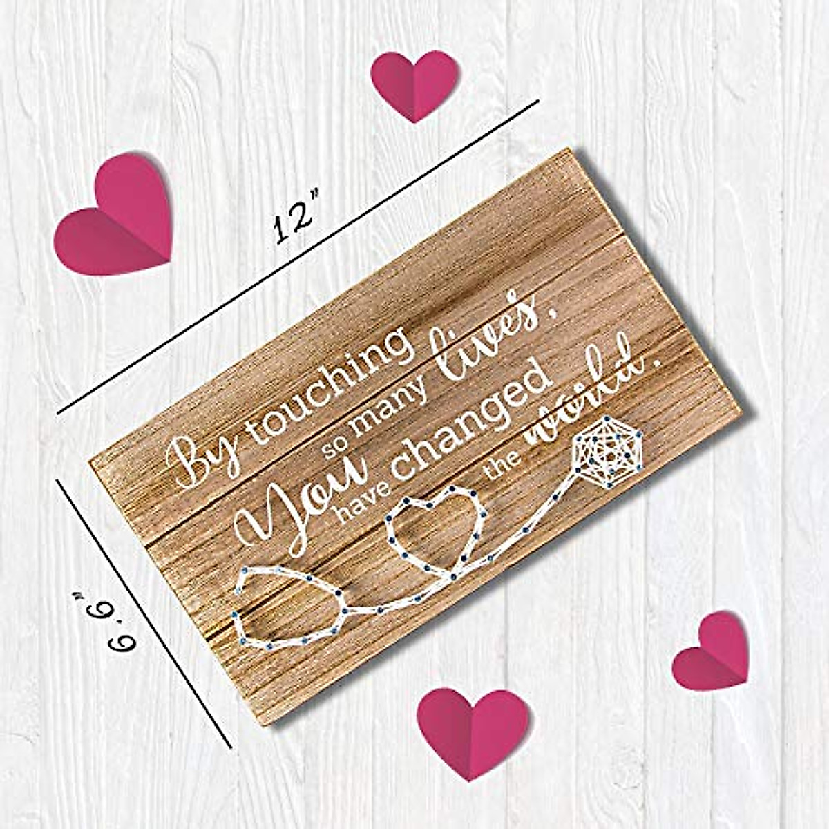 VILIGHT Nurse Doctor Gifts for Women Men - Thank You and Retirement Nurse Gift Sign - By Touching So Many Lives You Have Changed The World - Handmade 3D String Art 12x6.6 Inches