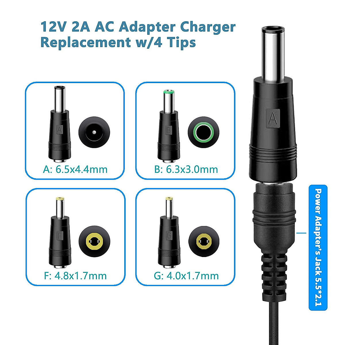 12V AC/DC Charger Power Cord Compatible for Seagate Freeagent Goflex, Backup Plus SRD0SD0, WD Western Digital, Elements Desktop, Fantom Drives, WD_Black D10, Avolusion PRO-5X External Hard Drive