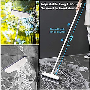 Telescoping Microfiber Duster Extendable Cobweb Duster and 2 in 1 Floor Scrub Brush with 55 inches Metal Adjustable Long Handle with Squeegee