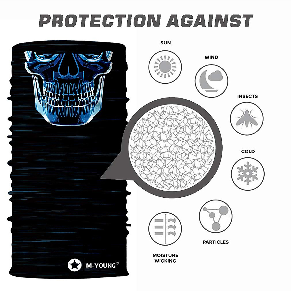 Skull Face Mask Bandanas, Neck Gaiter, Headwear, Magic Scarf, Headband for dust Sun Wind