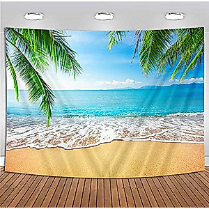 GYA 8x6ft Tropical Beach Backdrop Summer Palm Island Seaside Leaves Photography Background Props for Studio,Wedding,Party Photo Backdrops