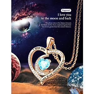 Birthstone Necklace for Women, Gold Necklace, Mothers Day Gift for Mom, Sterling Silver March Birthstone Jewelry Created Aquamarine Necklace Gifts for Wife