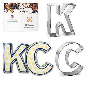 Letters KC Cookie Cutter 2 Pc Set HS0451 with Recipe Card. Foose USA