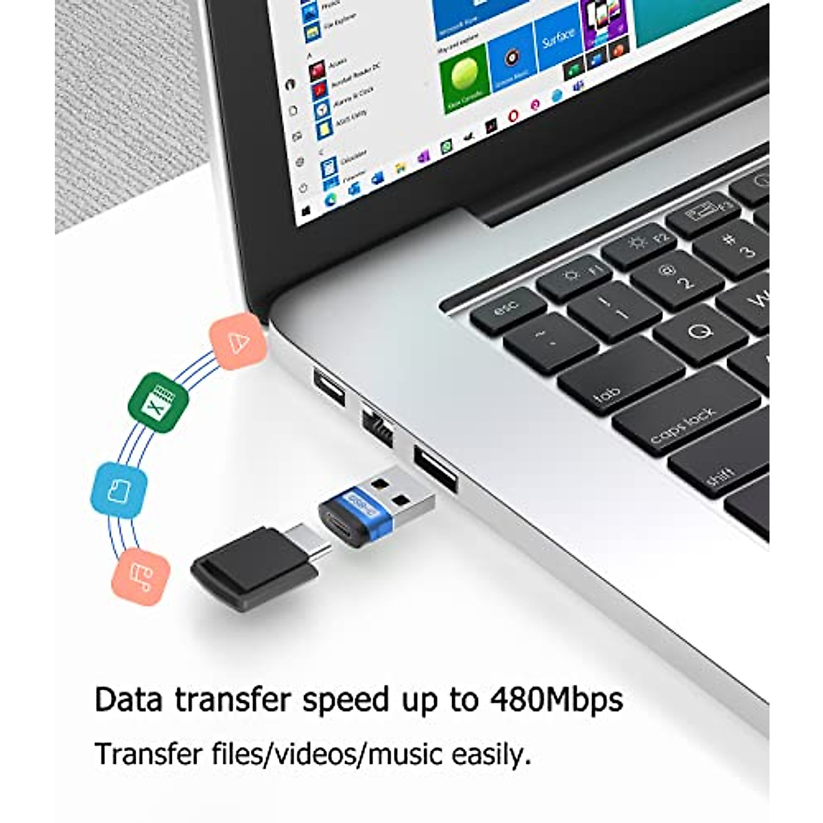 TargetGo USB Type C to USB A Male Adapter, 4-Pack, Blue