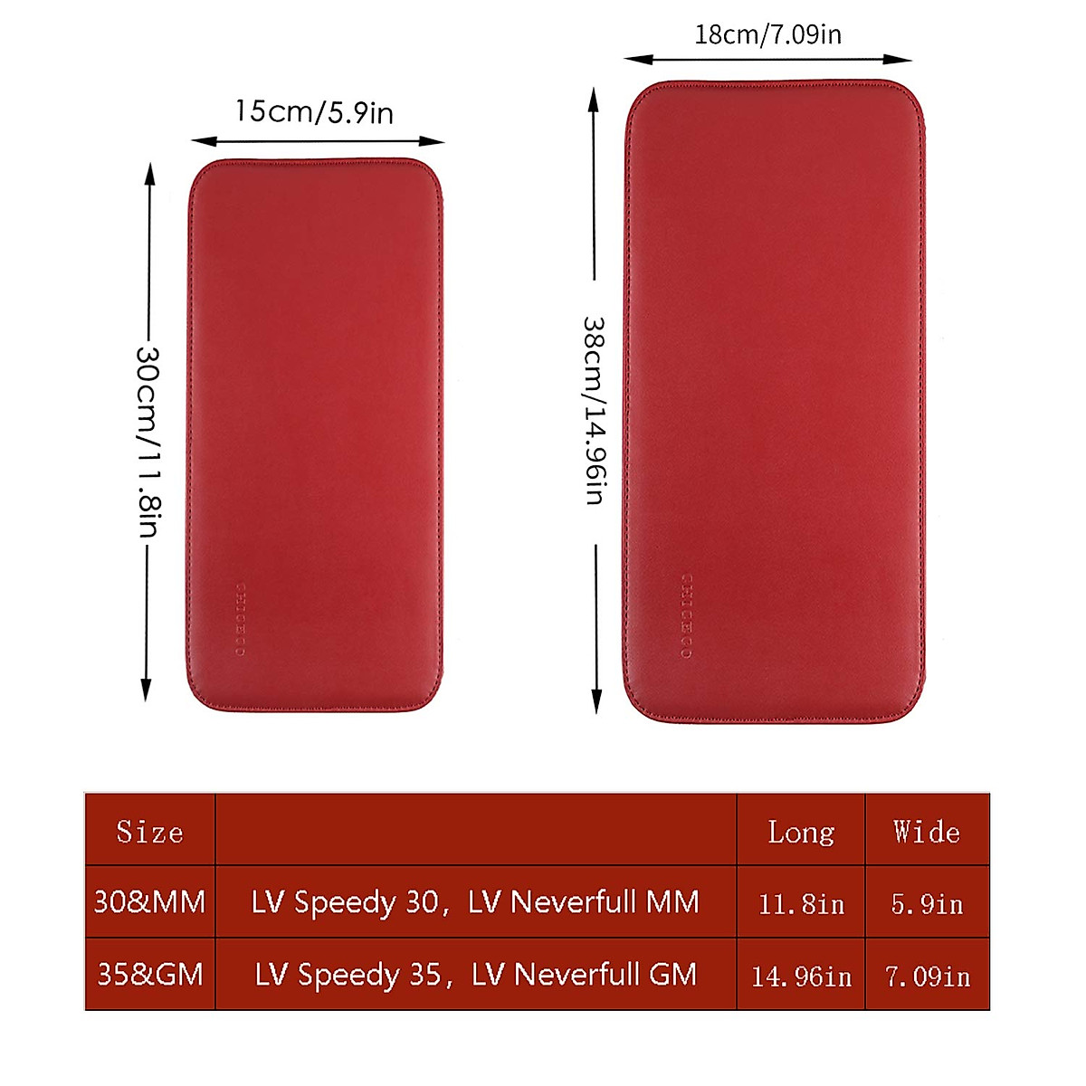 CHICECO Handbag Base Shaper for bag, Vegan Leather and Felt - Cherry Red