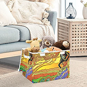 innewgogo African Woman Landscape Storage Bins with Lids for Organizing Dust-proof Storage Bins with Handles Oxford Cloth Storage Cube Box for Dog Toys