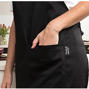 Pookie Home Premium Plain Aprons for Women with Pockets, Color Kitchen Aprons for Cooking- Water/Stain Resistant Chefs Apron