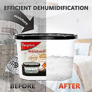 Vacplus Moisture Absorber with Activated Charcoal, 6-PACK Closet Dehumidifier Odor Eliminator Attracts Excess Moisture from Bathroom, Closet & Kitchen, Unscented Dehumidifier for Closet
