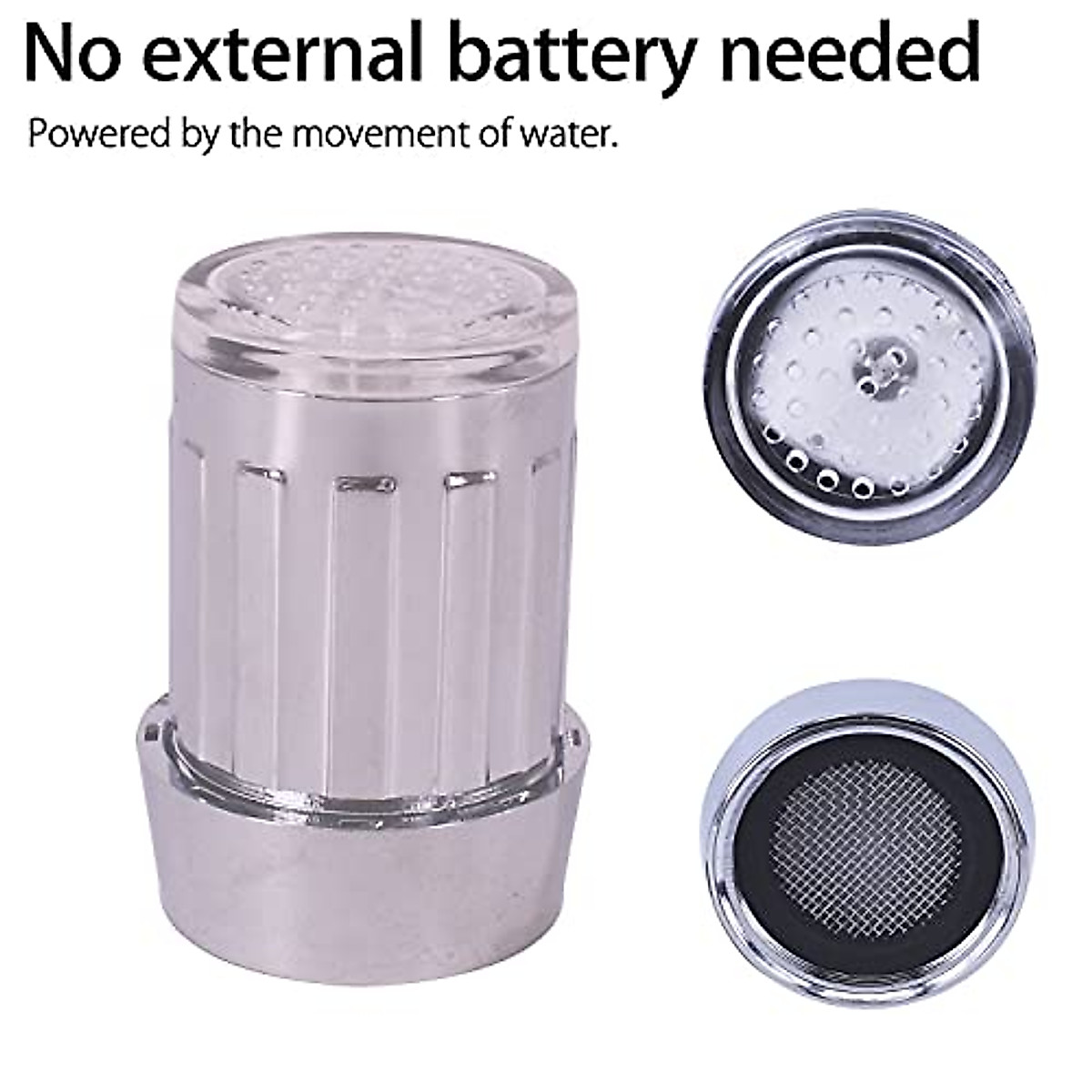 1 Pack 3-Color Temperature Sensitive Gradient LED Water Faucet Light Water Stream Color Changing Faucet Spout Sink Tap Faucet for Kitchen and Bathroom