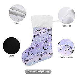 Kigai Christmas Stockings Cute Bats Starry Sky Large Candy Stockings Stuffers Kids Cute Xmas Sock Decorations 1PC for Home Holiday Party 12" x18"