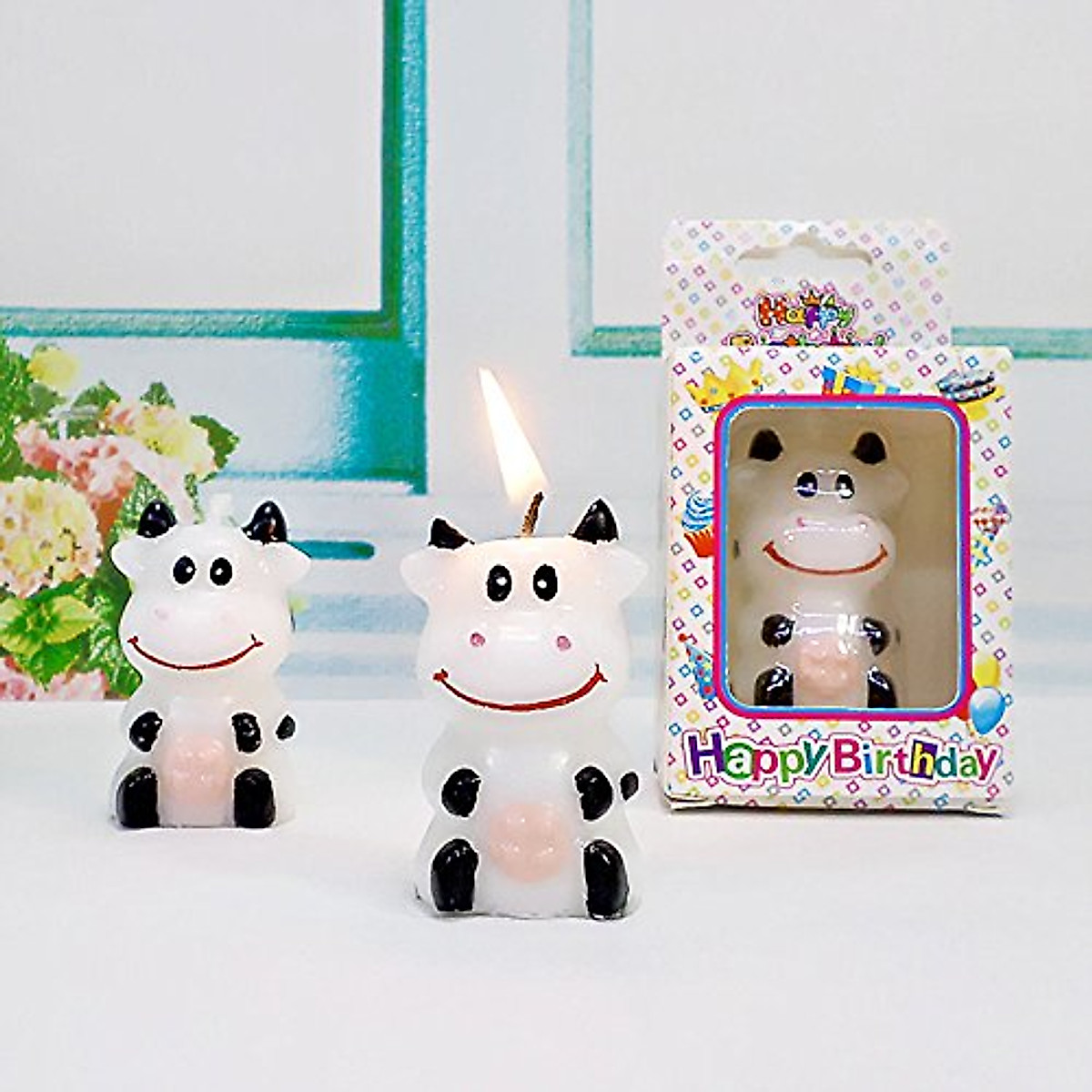 Birthday Candles Gifts Cake Decorations Cute Cartoon Animal Party Decorations for Birthday Party (Little Cow)