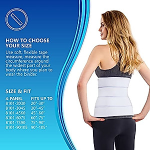 NYOrtho Abdominal Binder Lower Waist Support Belt - Compression Wrap for Men and Women (30" - 45") 4 Panel - 12"