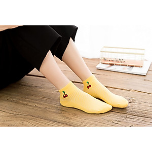 Joylife Fruit Embroidered Ankle Socks Cute Low Cut Socks for Women, Ladies, Girls, 10 Pack