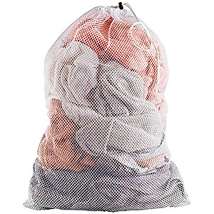 Handy Laundry Commercial Mesh Laundry Bag, Sturdy Mesh Material with Drawstring Closure, Machine Washable Mesh Laundry Bag for Factories, College, Dorm and Apartment Dwellers, (24" x 36", White)