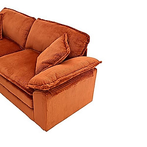 Free Combination Convertible Modular Sectional Sofa Cloud Couch, Comfy Corduroy Double-Upholstered Sleeper Sofa,84.6" Wide Loveseat Couches with Moveable Ottomans and Detachable Pillow-top Armrest