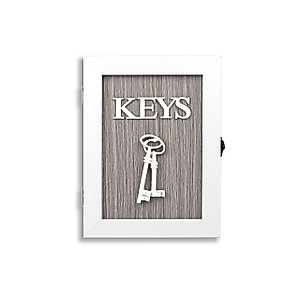 VELISTA Wooden Key Box for Wall, Vintage Wood Wall Mounted Key Holder, Key Organizer, Rustic Key Cabinet, Key Storage with 6-Hooks, Entryway Organizer, Vintage Decor, Housewarming Gift (White)