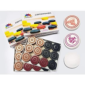 Craftsman Carrom Coin Set of 24 Coins Sheesham Wood Champion Carrom Coins + Striker (2 Pack + 3 Striker)
