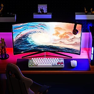Newmen GM610 60% Wireless Mechanical Gaming Keyboard,Wired/Bluetooth Keyboard,RGB Backlit,61 Anti-Ghosting Keys,Programmable,Hot-Swappable,for Windows Mac Android (Brown)