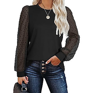 WIHOLL Black Fall Clothes for Women 2023 Loose Fits Long Sleeve Tunic Tops Dressy Casual S