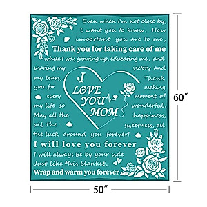 SRIZIAN Gifts for Mom, Birthday Gifts for Mom, I Love You Mom Gift Blanket, with Printed Blanket, Unique Mom Gift from Daughter or Son for Valentine's Day, Birthday, Thanksgiving, Christmas