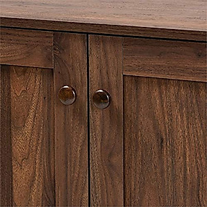 Baxton Studio Nissa Walnut Brown Finished Wood 2-Door Shoe Storage Cabinet
